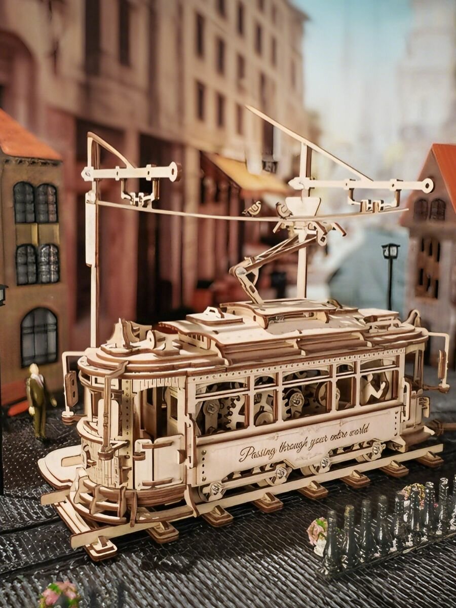 Деревянный Конструктор, Модель Трамвая, Подарок