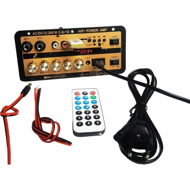 Плата цифрового аудиоусилителя D30 Bluetooth мощностью 30 Вт с сабвуфером европейского стандарта-золотой-с дисплеем