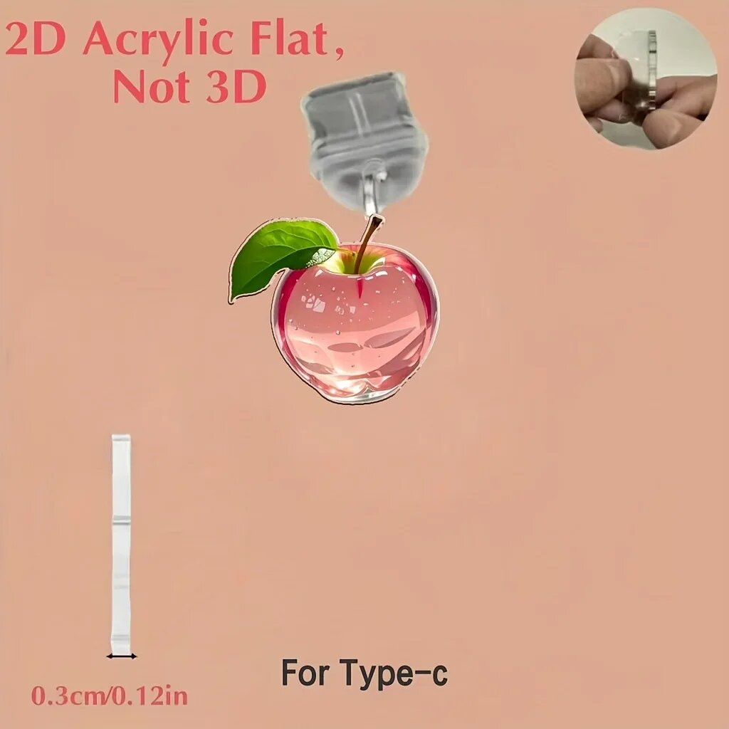 Заглушка для Type-C, Pink Apple, 2D, плоская