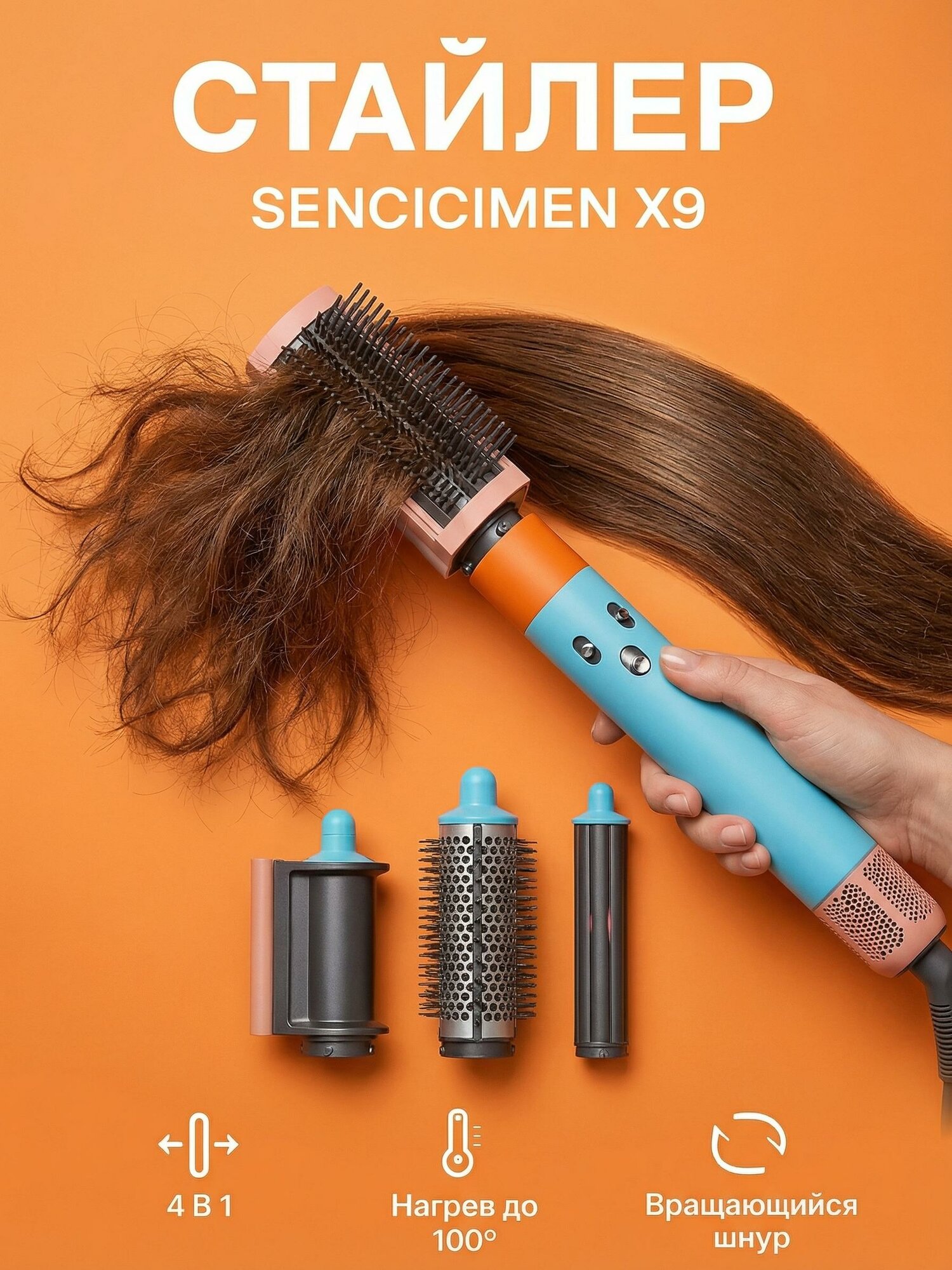 Стайлер Xiaomi Sencicimen 4in1 X9 Macarone EU, 4 в 1, для укладки, компактен, стильный дизайн