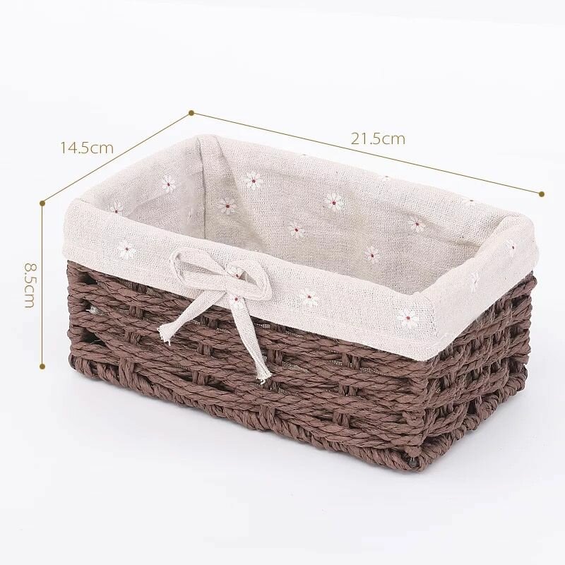 Корзина для хранения из ткани в деревенском стиле, плетеный из ротанга настольный органайзер для мелочей, игрушек и косметики, корзина для хранения без крышки для журнального столика.