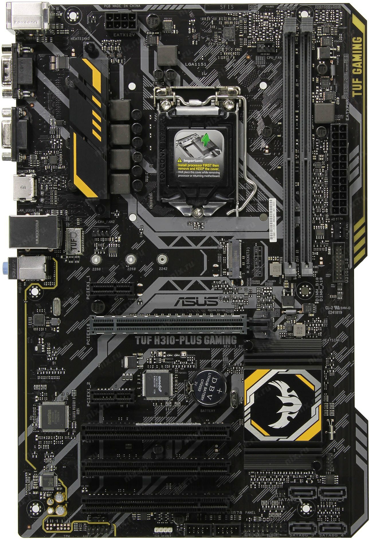 ASUS TUF H310-PLUS GAMING LGA1151 H310 PCI-E Dsub+HDMI GbLAN SATA ATX 2DDR4