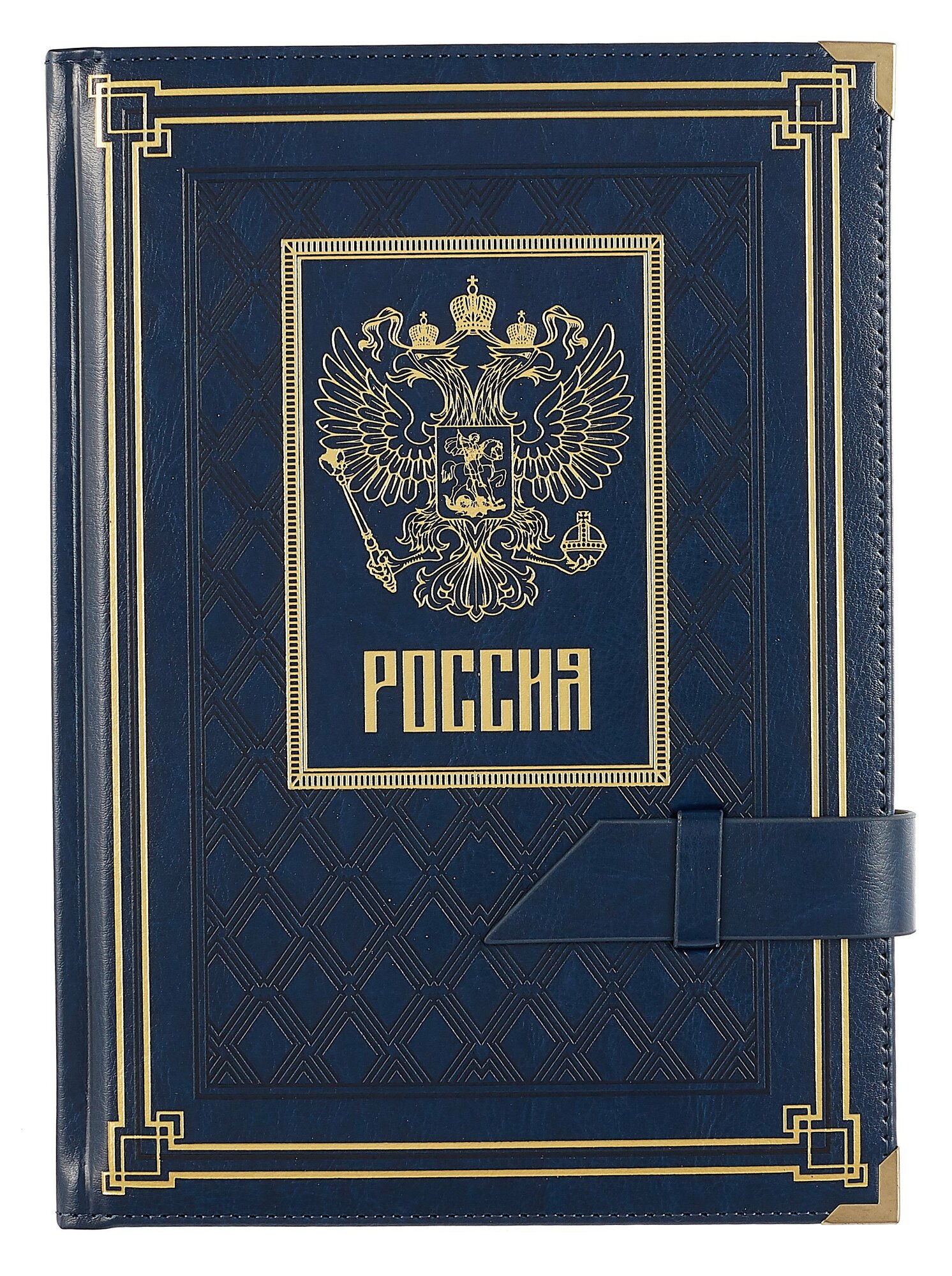 Ежедневник полудат. А5+ 192л 175*245 "Сариф" синий, иск. кожа, тв. переплёт, поролон, тиснение фольгой, блинтовое тиснение, офсет, ляссе, мет. уголки, подар. карт. коробка с ПВХ-крышкой