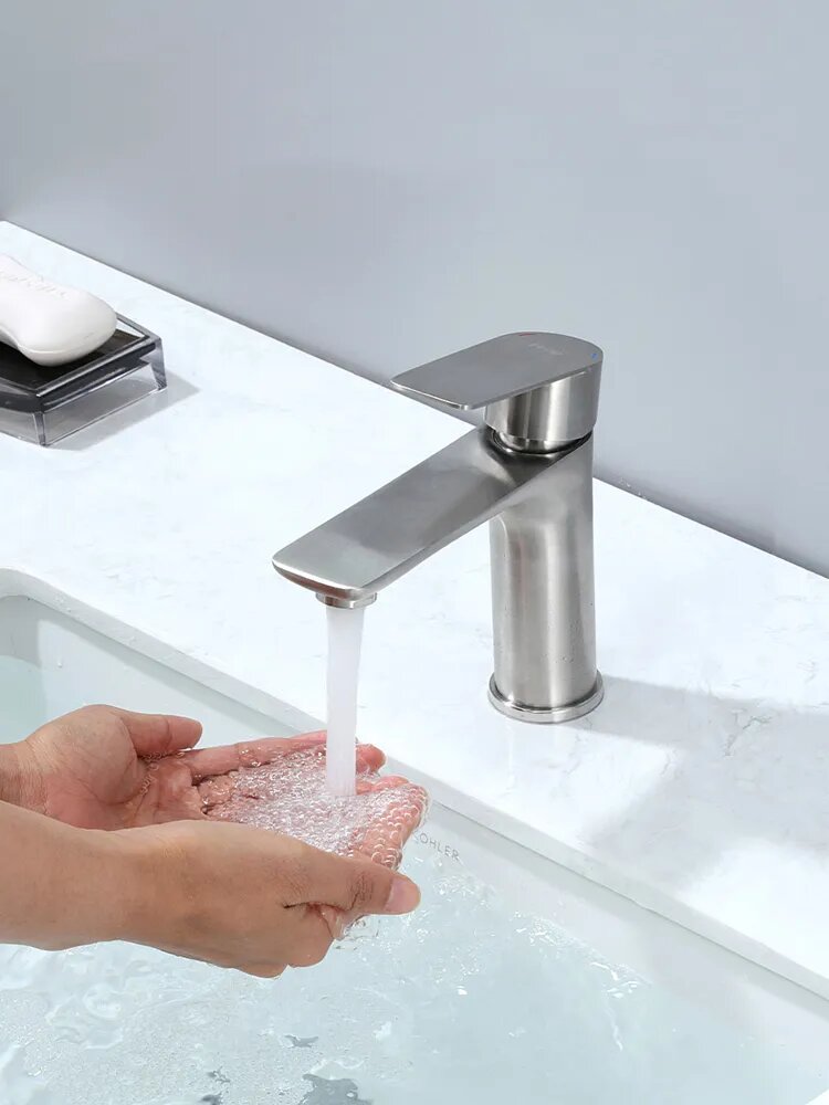 Смеситель для раковины Frap F10806, однорычажный, нержавеющая сталь, хром