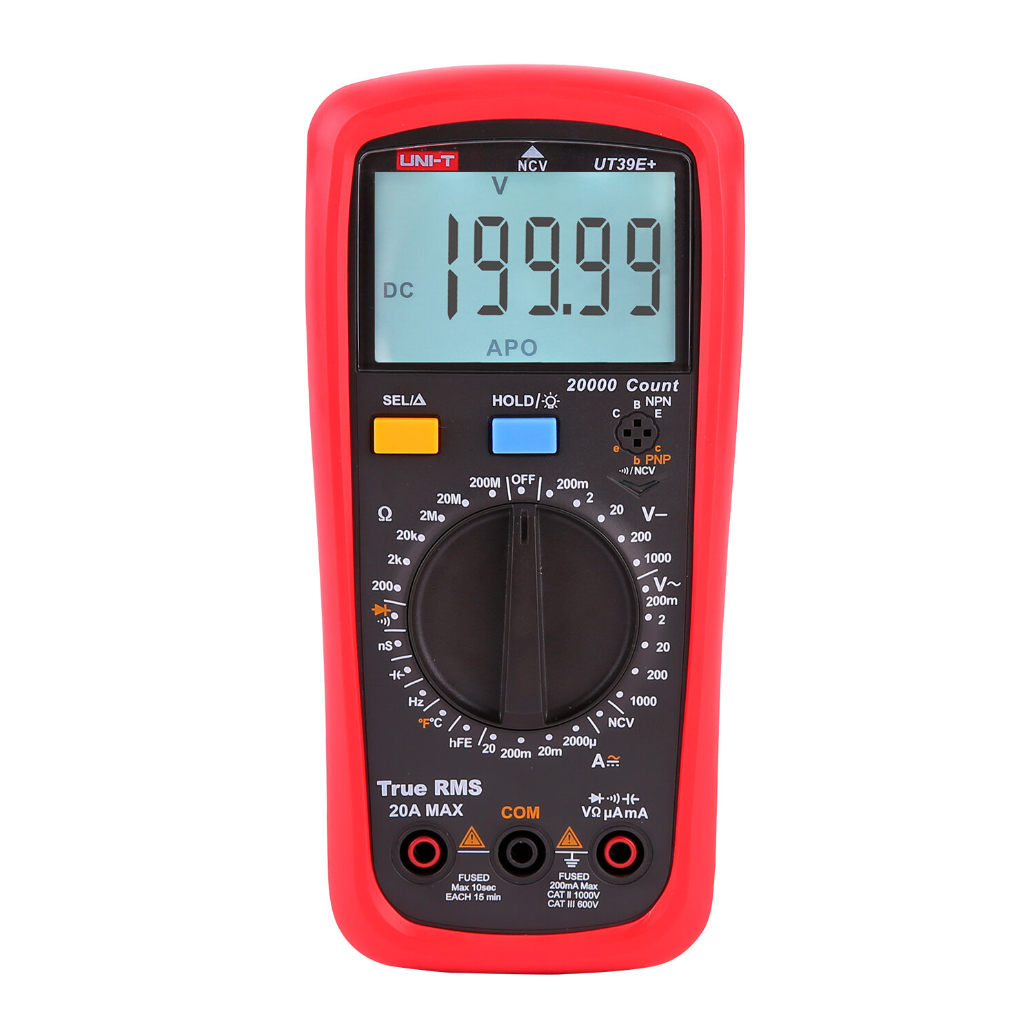 Мультиметр UNI-T UT39E+, CAT II, CAT III, 20А, 1000В, 56.5x36мм