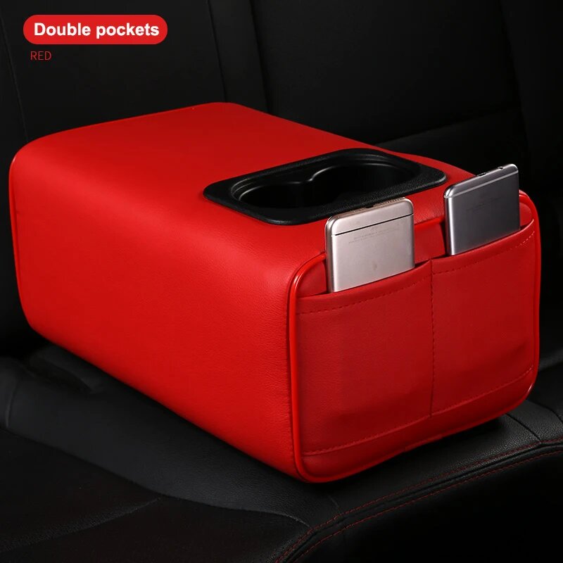 Автомобильный подлокотник для заднего подлокотника, универсальный двухрядный Red-Double pockets