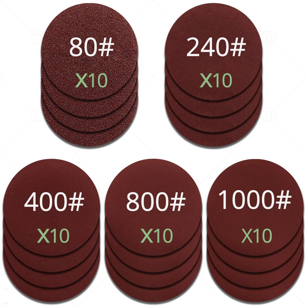 Ассортимент наждачной бумаги 2 3 дюйма, зернистость 60-5000, буферная подушка для интерфейса, клейкий шлифовальный диск для искусственных фотографий 50 3 Inch 75mm, 80-240-400-800-1000