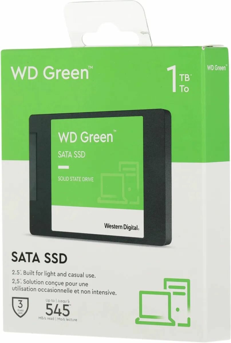 SSD накопитель WD Green 1ТБ, 2.5", SATA III, SATA