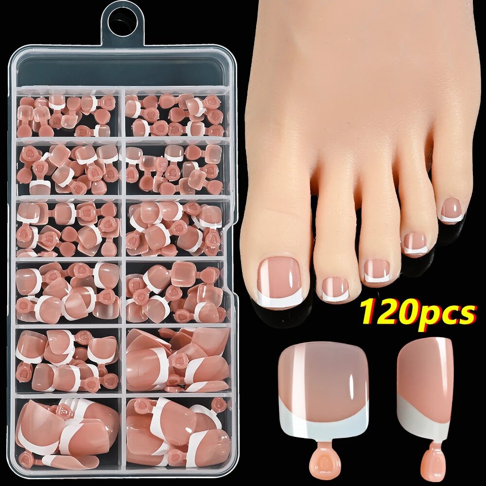 MAFANAILS белые квадратные накладные ногти для педикюра 100шт TD245-B4