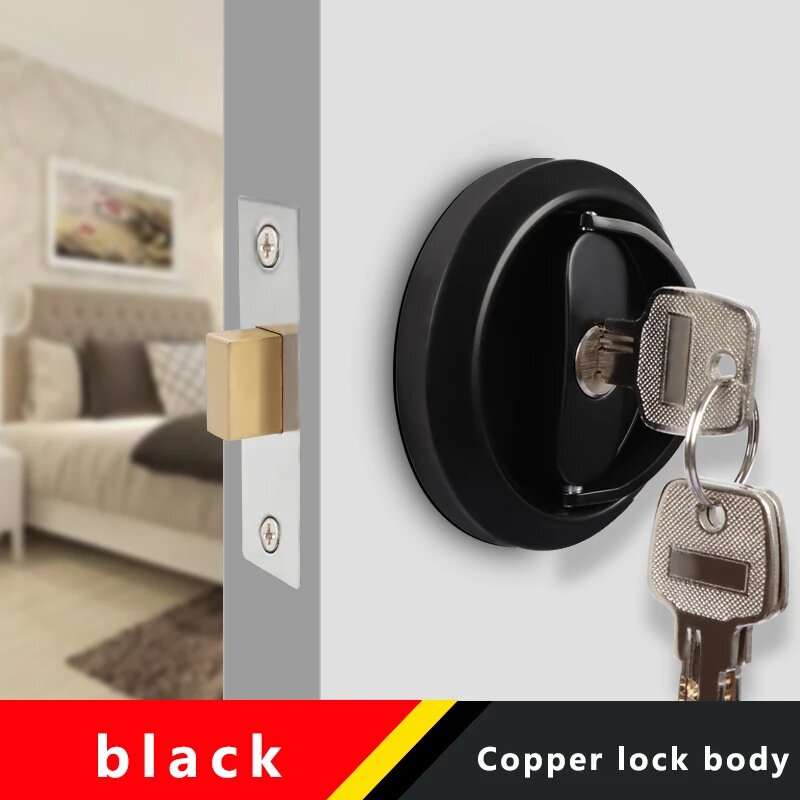 Невидимый двухсторонний дверной замок, замок для секретной двери, для спальни, раздвижная дверь с ключом