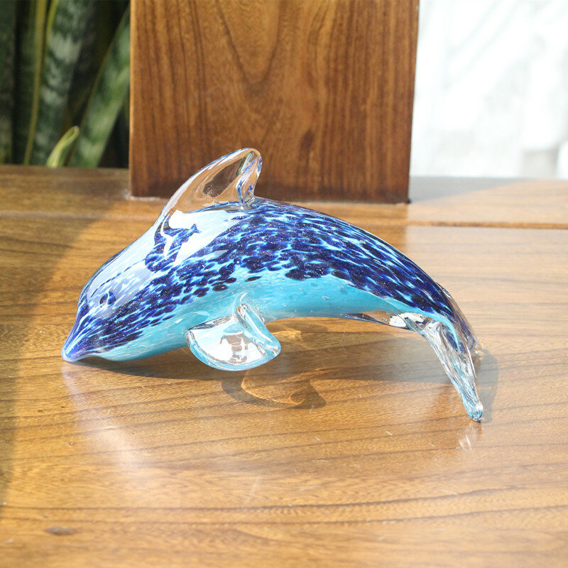 Милый стеклянный декоративный дельфин, украшение для комнаты в морском стиле, сувенирный подарок.
