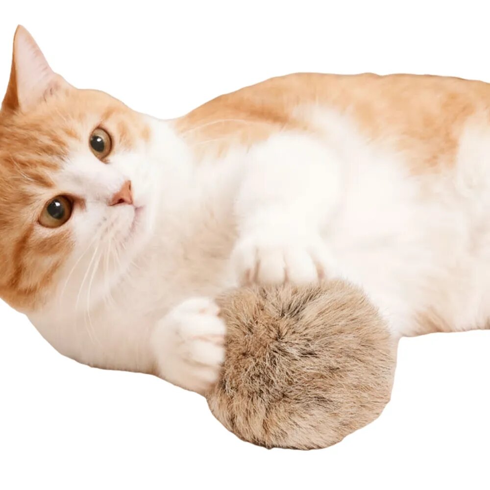 Игрушка для кошек из кроличьего меха с мятой, шарообразная