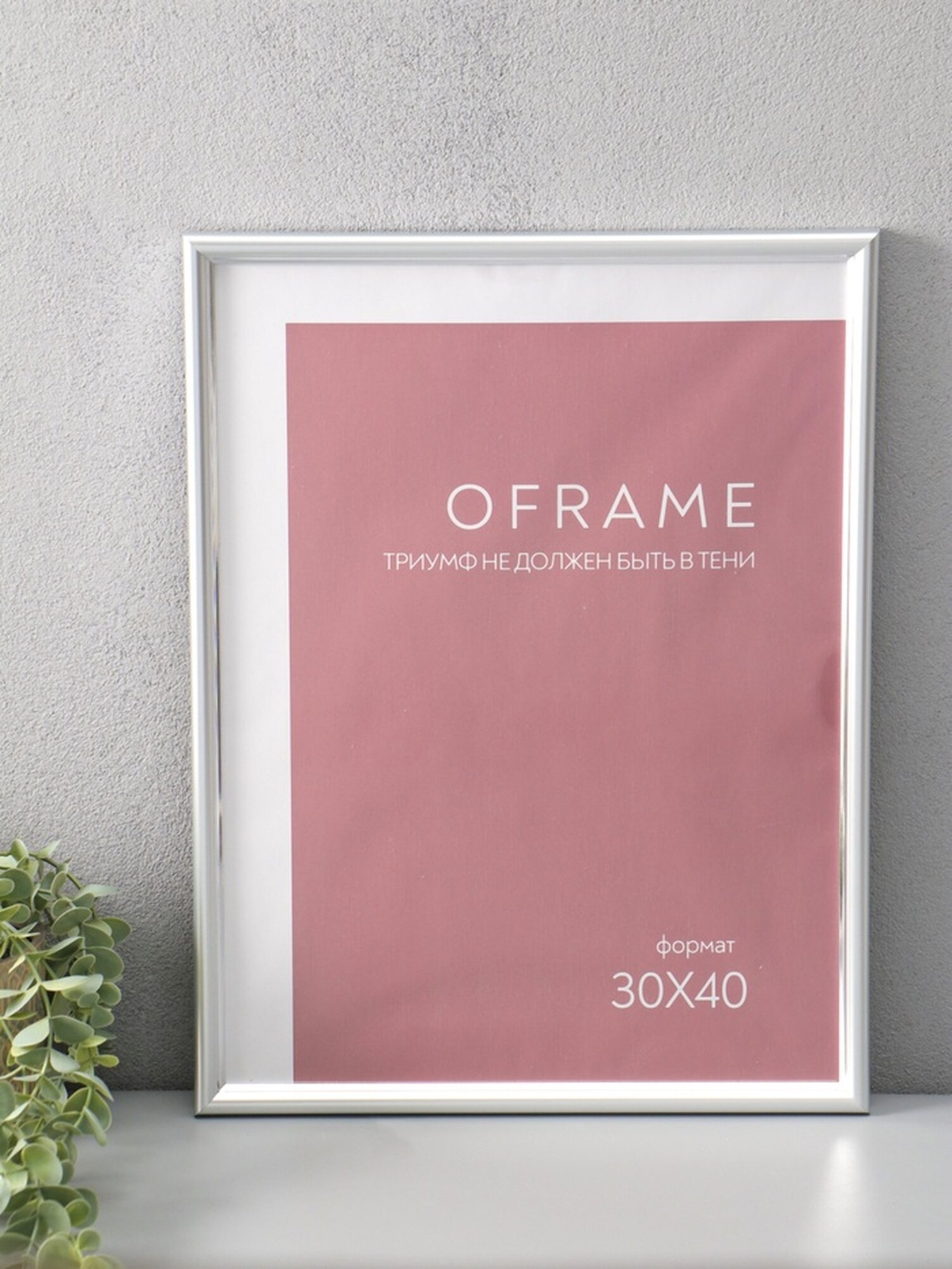 Фоторамка для фото 30×40 см Oframe, пластик, серебряный, (пластиковый экран)