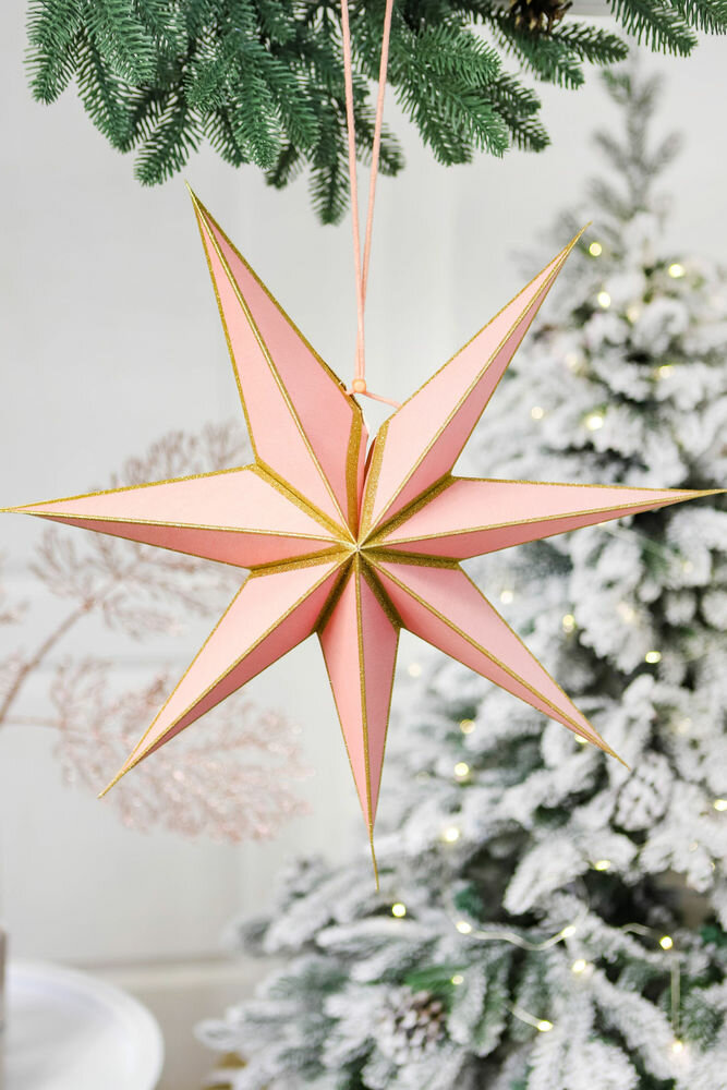 Декоративное подвесное украшение звезда 'керри', бумага, розовый, 45 см, Edelman 1161442