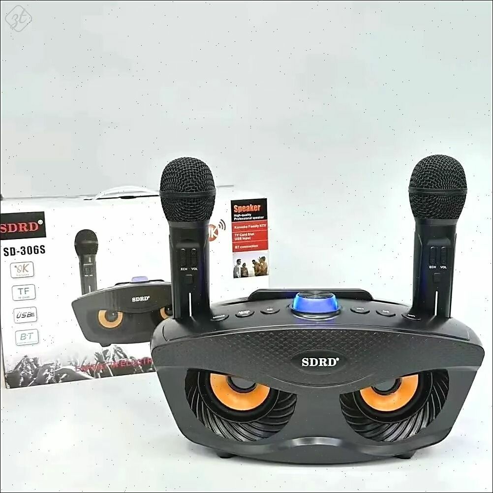 Караоке система беспроводная с двумя микрофонами SDRD SD-306 Plus Серый