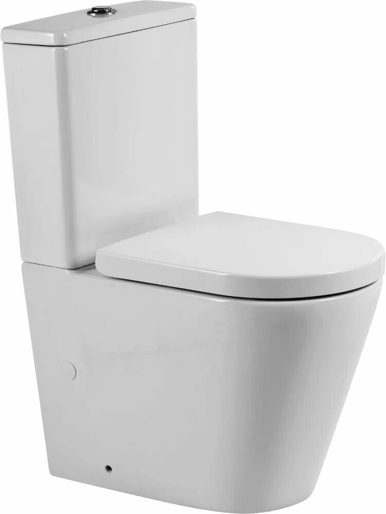 Унитаз-компакт напольный BelBagno Flay-r BB2149CP-TOR BB865SC с микролифтом, безободковый, антивсплеск, фарфоровый, белый, глянцевый, овальный, с нижним подводом, сиденье для унитаза в комплекте