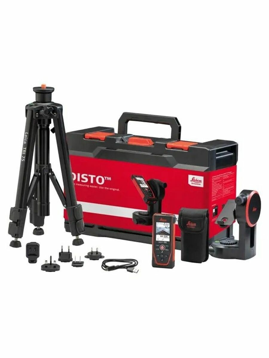Дальномер LEICA DISTO D5 со штативом, адаптером и аксессуарами, 1 мм, до 200 метров (арт. 950879)