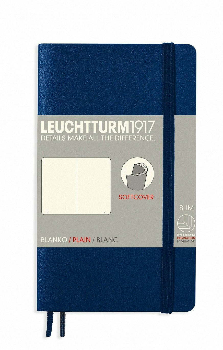 Записная книжка A6, 61 лист, нелинованная "Classic", мягкая обложка, синий неви, Leuchtturm1917