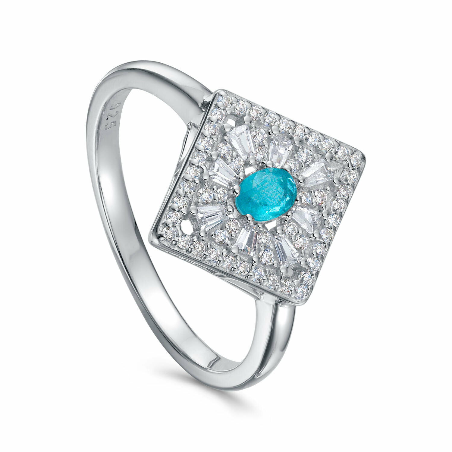 Кольцо тонкое, серебро, 925 проба, фианит