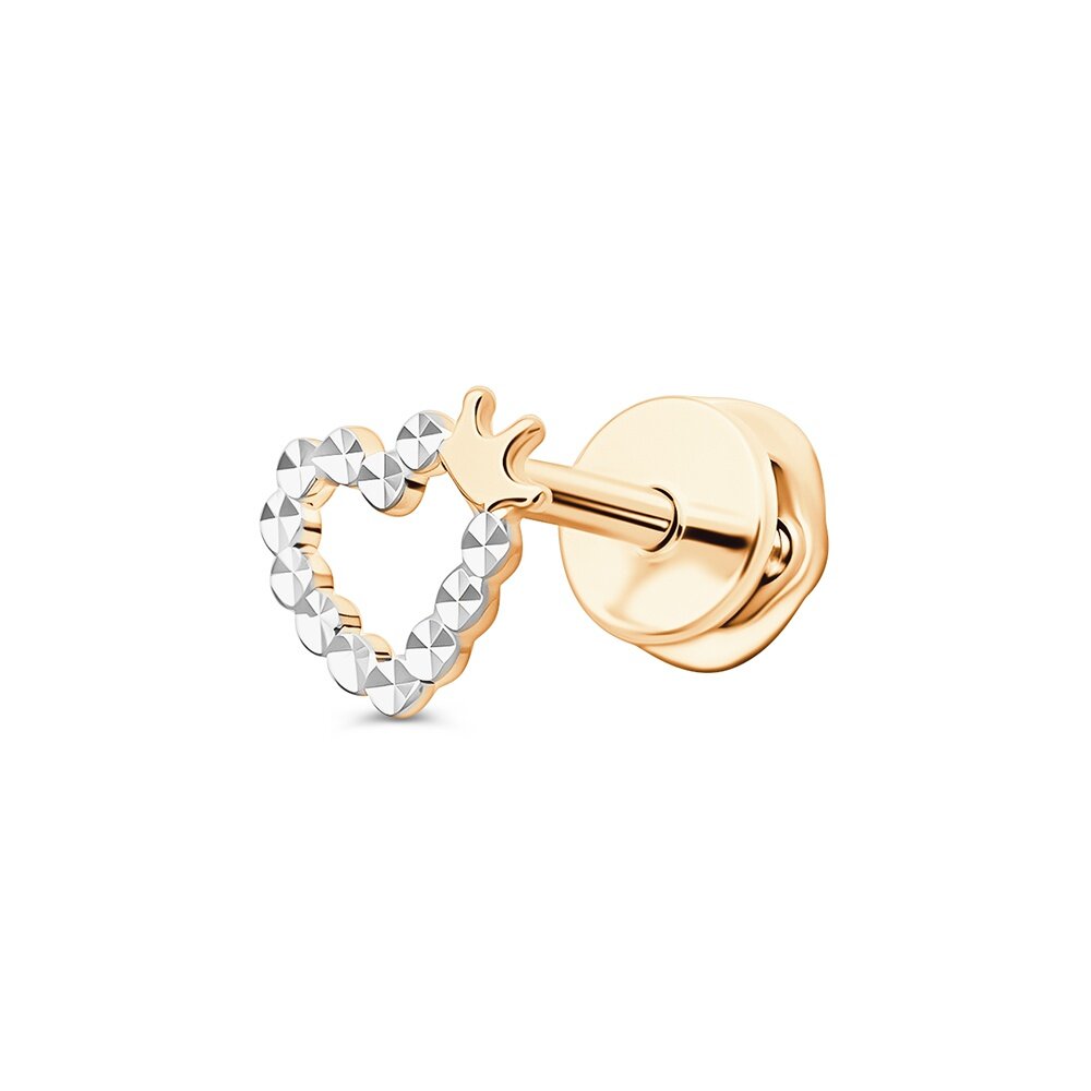 Моносерьга, красное золото, 585 проба, родирование