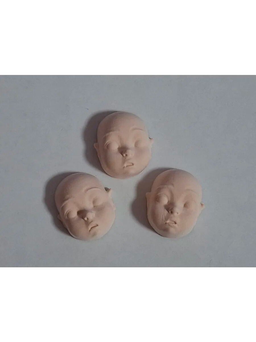 Набор лиц - 3 шт, из зефирной глины для ватной игрушки