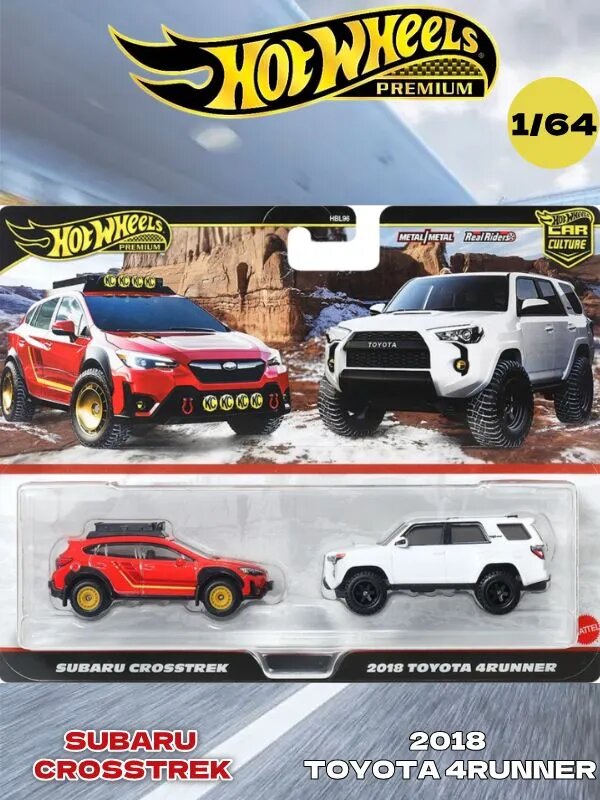 Набор из 2 коллекционных автомобилей Hot Wheels Premium Car Culture: SUBARU CROSSTREK 2018 TOYOTA 4RUNNER Коллекционные модели