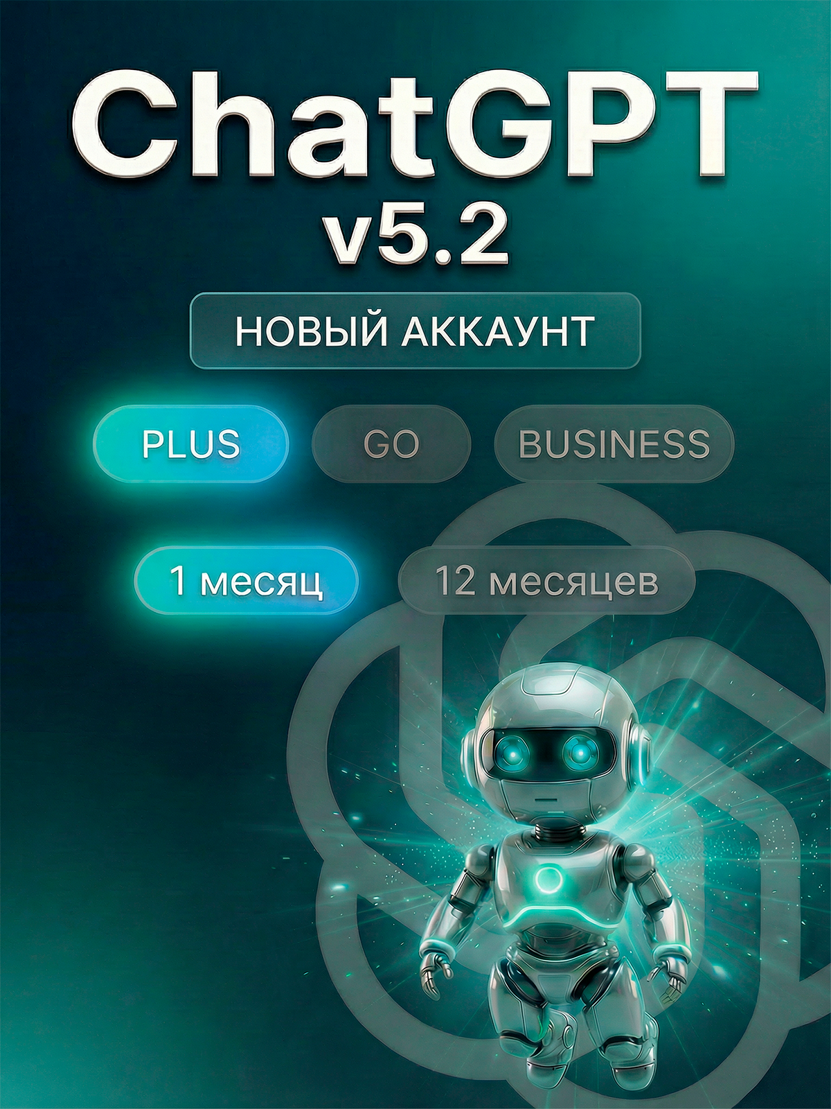 ChatGPT 5.2 Plus — 1 месяц индивидуальная подписка · Новый аккаунт · Быстрая выдача · DALL·E 3 · Sora / Sora 2