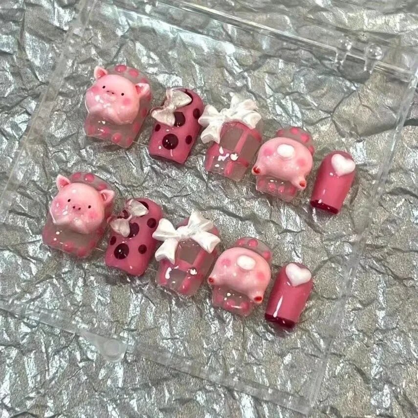 Keeppley накладные ногти розовые, мультяшные, 10 шт, M