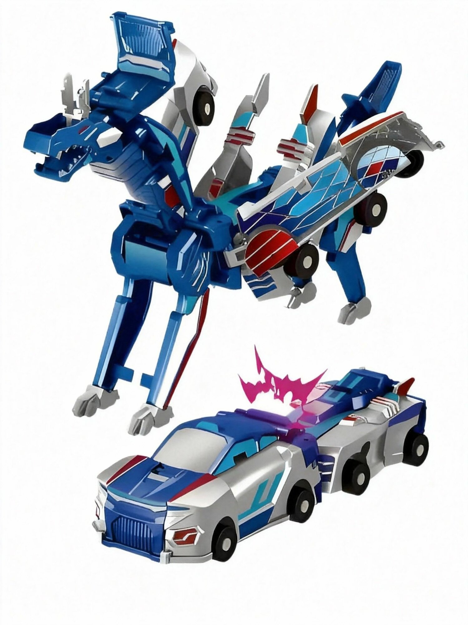 Hotfree магнитная динозавр-трансформер машинка, 2-в-1 магнитные машины, которые превращаются в летающего дракона, оленя и единорога