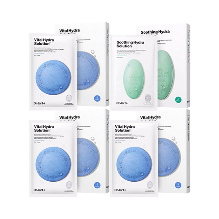 Маски-тканевые женские DIJIATING синие и зеленые таблетки комбо успокаивающие увлажняющие для всех типов кожи