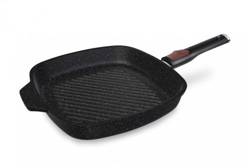 Сковорода-гриль Нева Металл Посуда Индукция Гранит 28 см, квадратная, алюминий (L184028Gi)