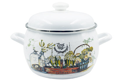 Кастрюля эмалированная сферическая 2 л с крышкой для индукции, Лысьвенские эмали