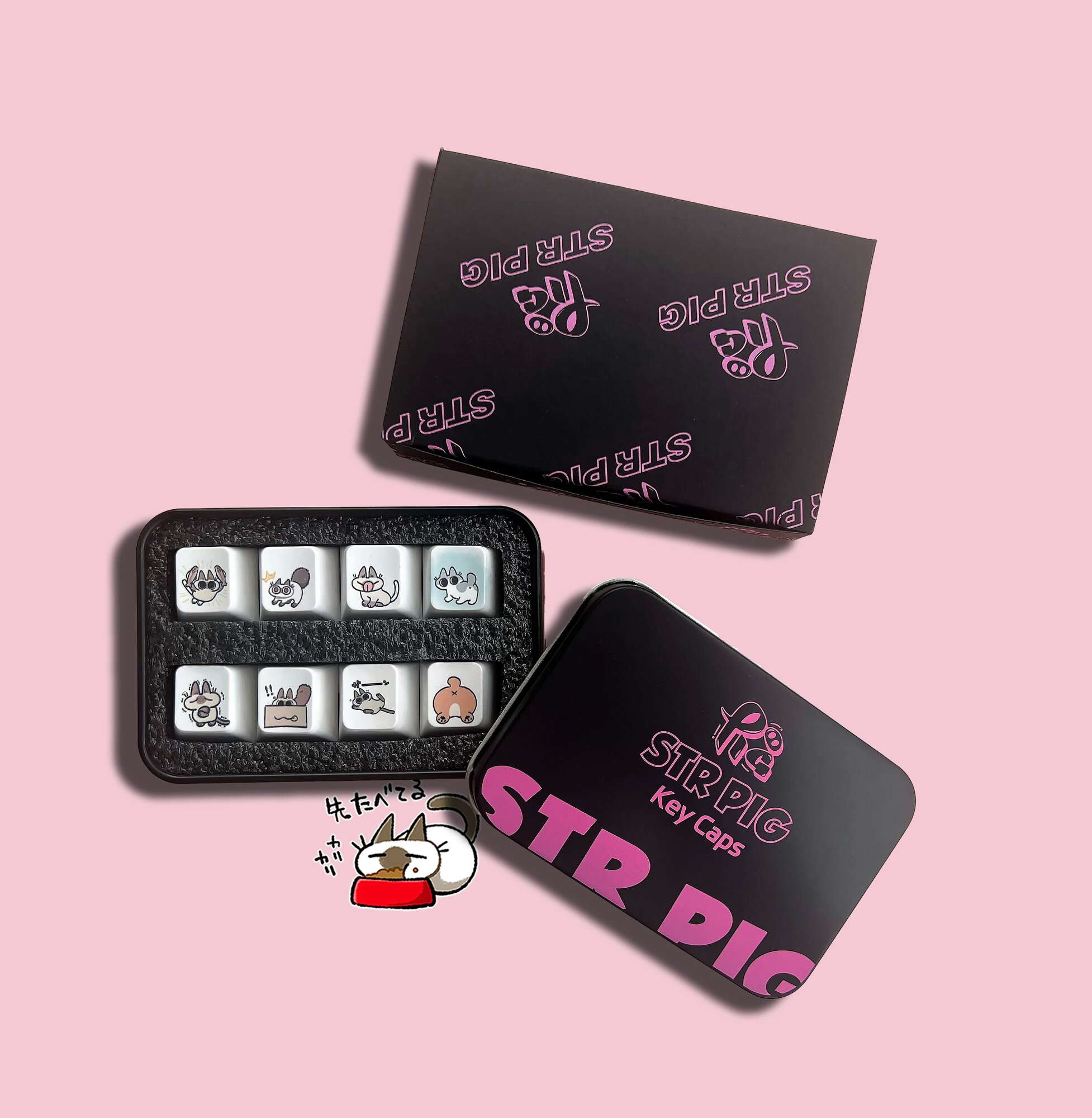 Милые кейкапы для клавиатуры в виде сиамских кошек с дизайном в виде конфет, сублимационная печать, тема MOA, стиль ,