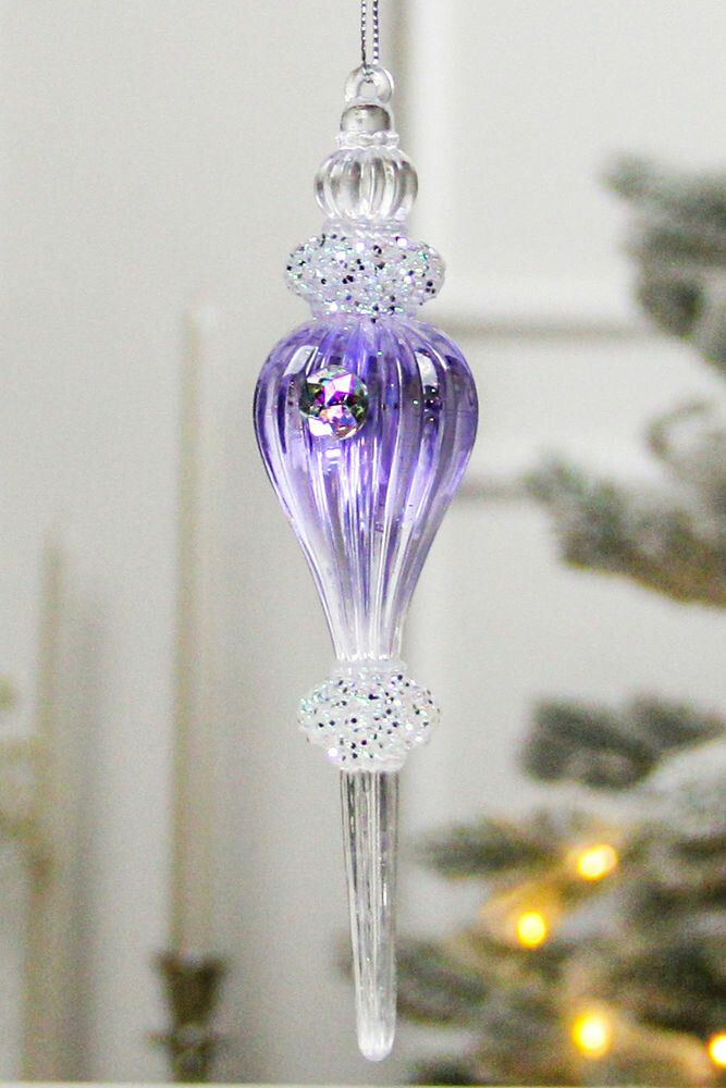 Ёлочная игрушка сосулька джалила, коллекция 'лавандовый ЛЁД', пластик, 16 см, Kurts Adler T3434-2