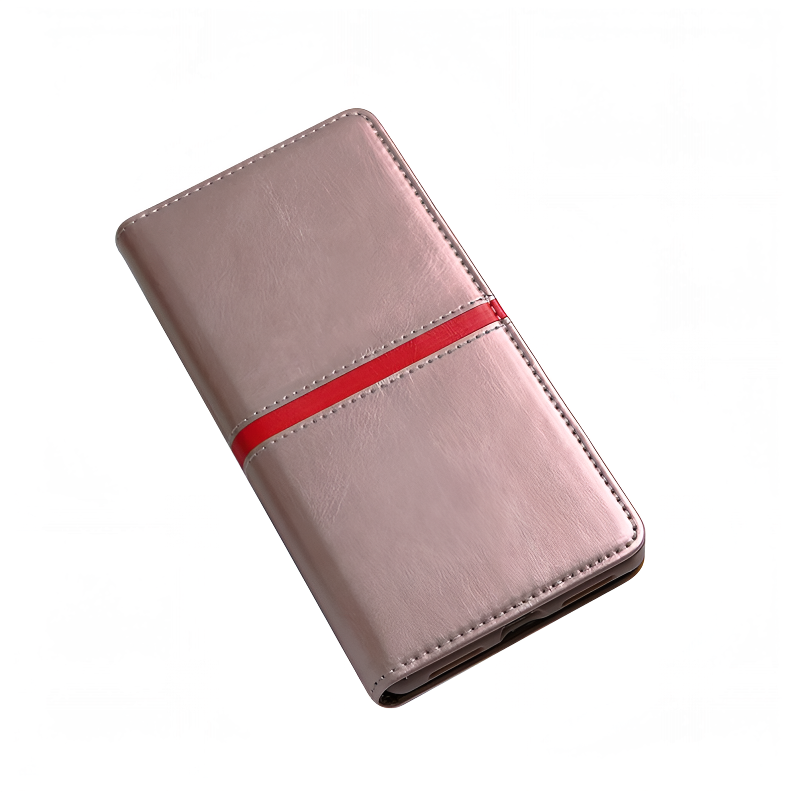 Чехол-книжка для Vivo Y31 2021 водоотталкивающей импортной кожи на жесткой металлической основе с красной полосой