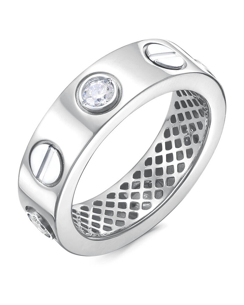 Кольцо на фалангу, серебро, 925 проба, родирование, фианит