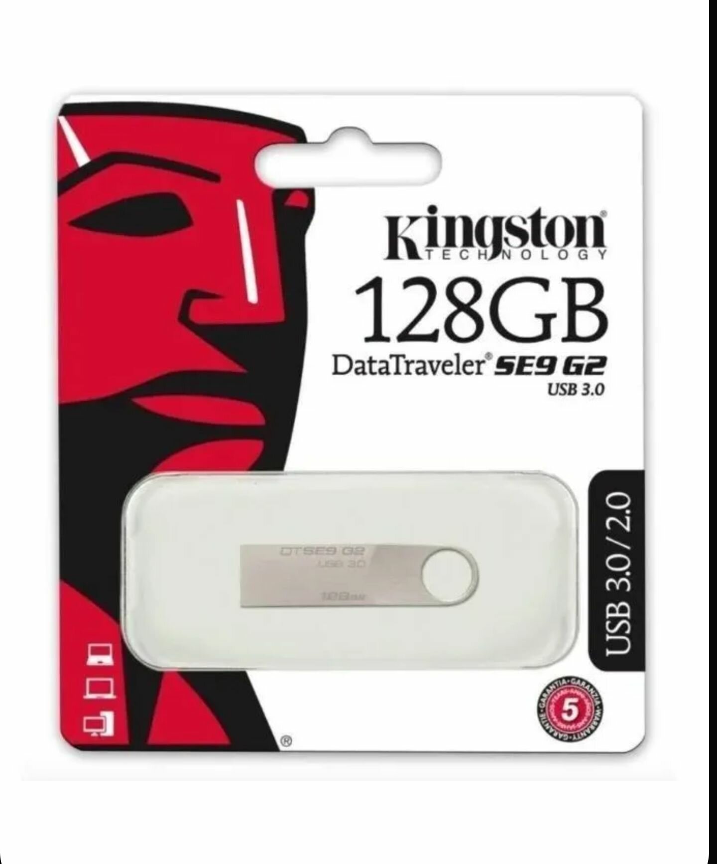 Kingston Флешка USB Kingston DataTraveler Kyson 128ГБ, USB3.2, серебристый и черный [dtkn/128gb]