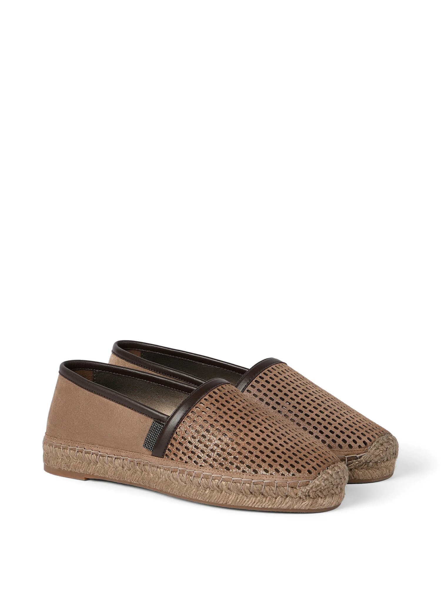 Эспадрильи BRUNELLO CUCINELLI Perforated leather espadrilles, размер 39, коричневый — фото 1