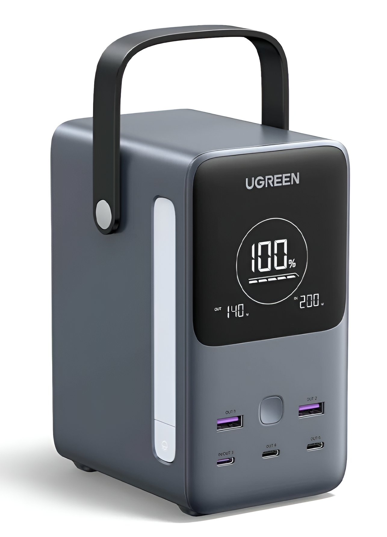 Внешний аккумулятор UGreen PB770, 48000 мАч, быстрая зарядка, LCD-дисплей, серый