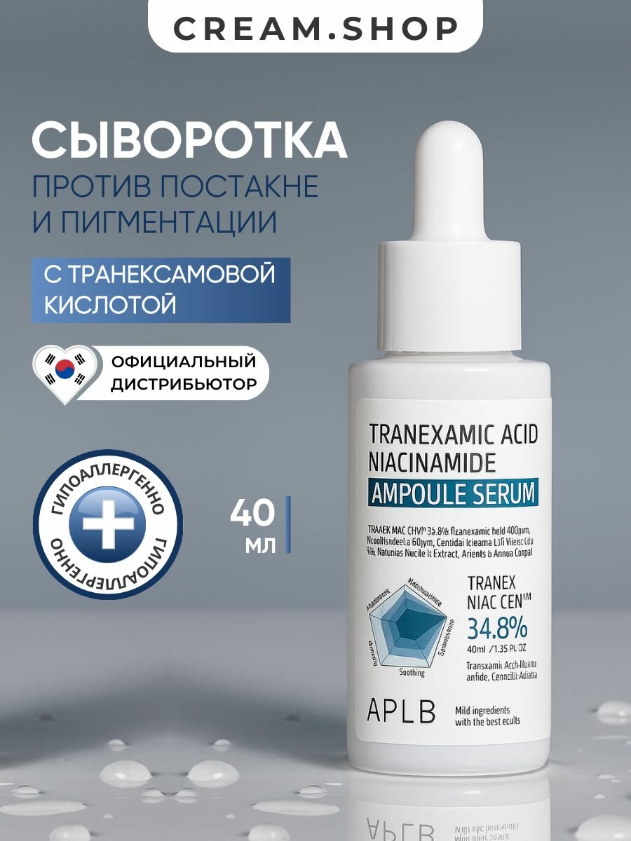 Cыворотка с транексамовой кислотой и ниацинамидом от пигментации APLB Tranexamic Acid Niacinamide Ampoule Serum 40 мл
