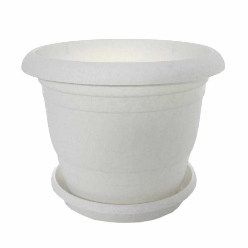 Кашпо для цветов Ангора пластиковое "Toprak", 13.0 л, диаметр верха 335 мм, высота 260 мм, с поддоном, мрамор А5250мр