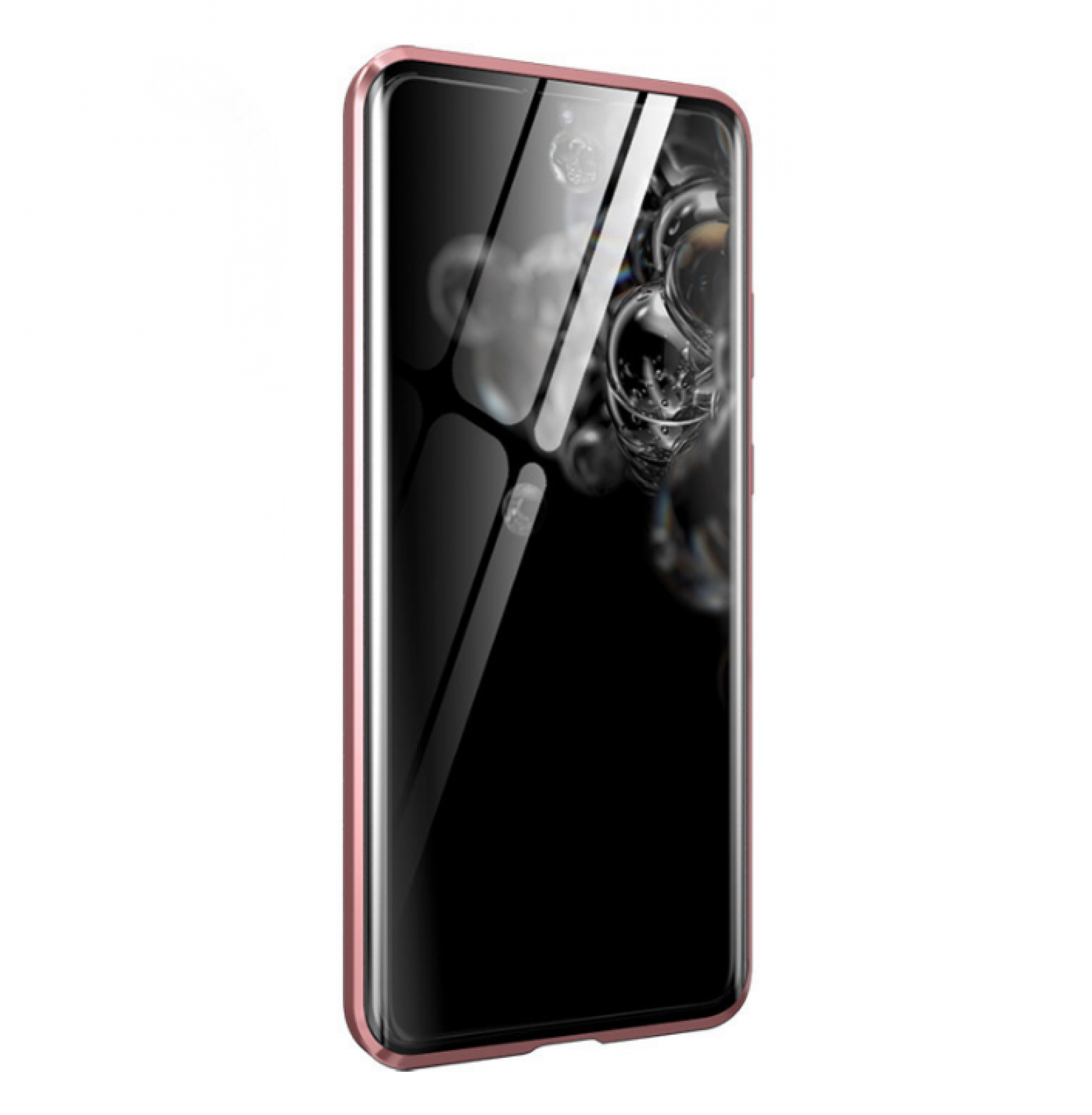 Магнитный чехол бампер MyPads Vetro magnete для Samsung Galaxy S21 Ultra из закаленного стекла и металла с двухсторонней прозрачной крышкой