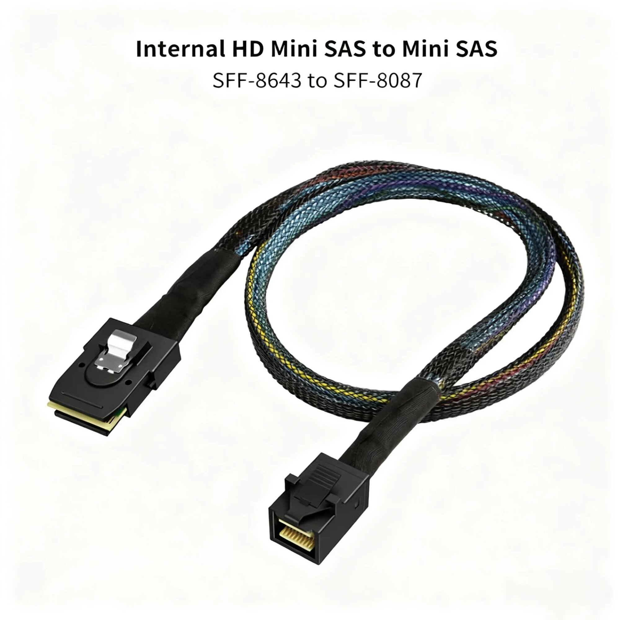 Mini SAS HD SFF-8643 к SFF-8087 кабель, белый/черный, 0.5м/1.0м 0.5m