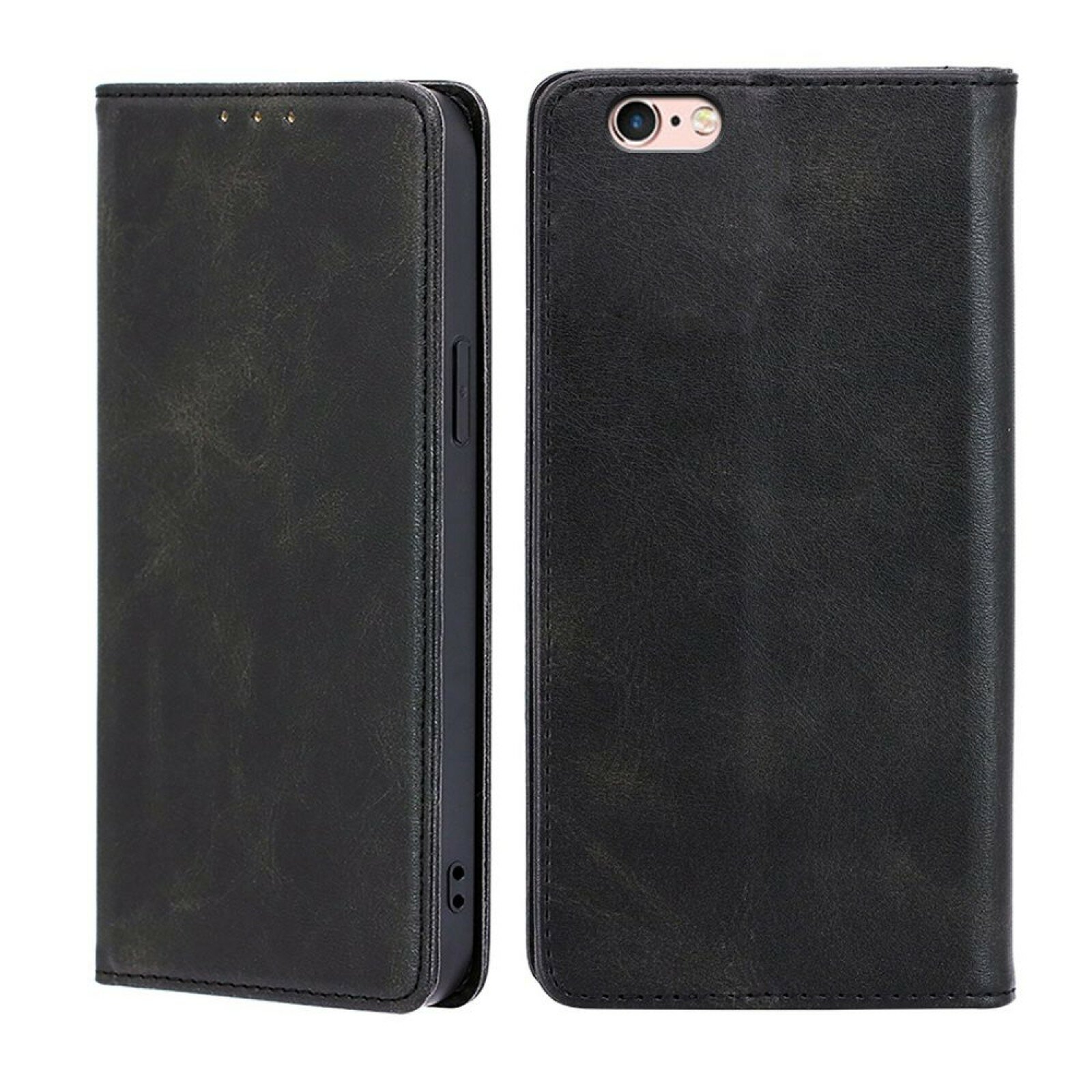 Чехол-книжка MyPads для Apple iPhone 6 Plus/6S Plus из натуральной телячьей кожи, магнитный замок, черный