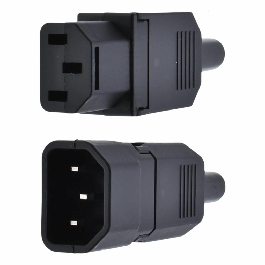 Черные силовые разъёмы ABS, 10 А, 250 В, тип C13, - Самец плюс мать