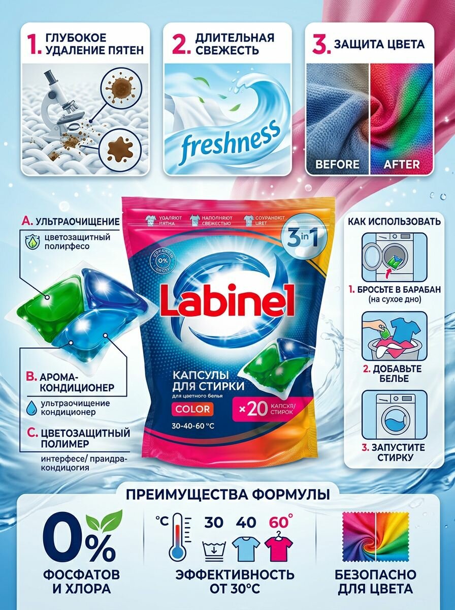 Капсулы Color для цветного белья 2 шт. по 260 г