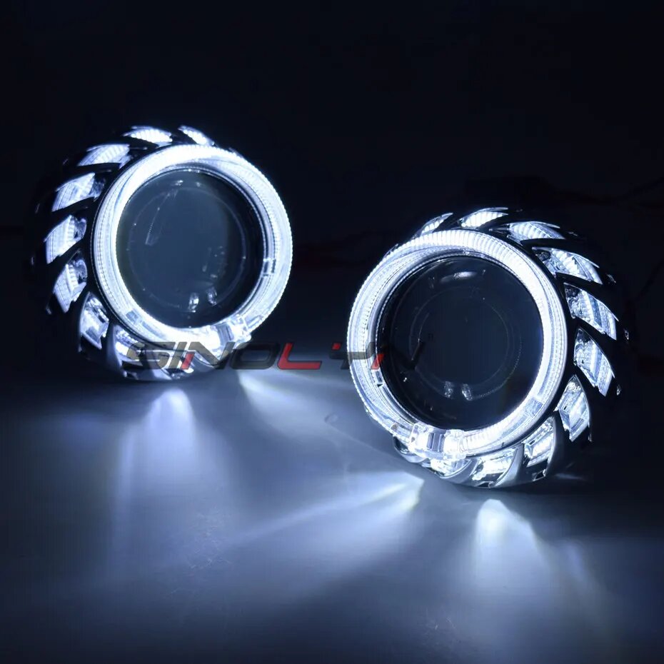 Sinolyn 2,5 дюймовые Биксеноновые линзы для фар H7 H4 Проектор светодиодный глаза ангела White-White