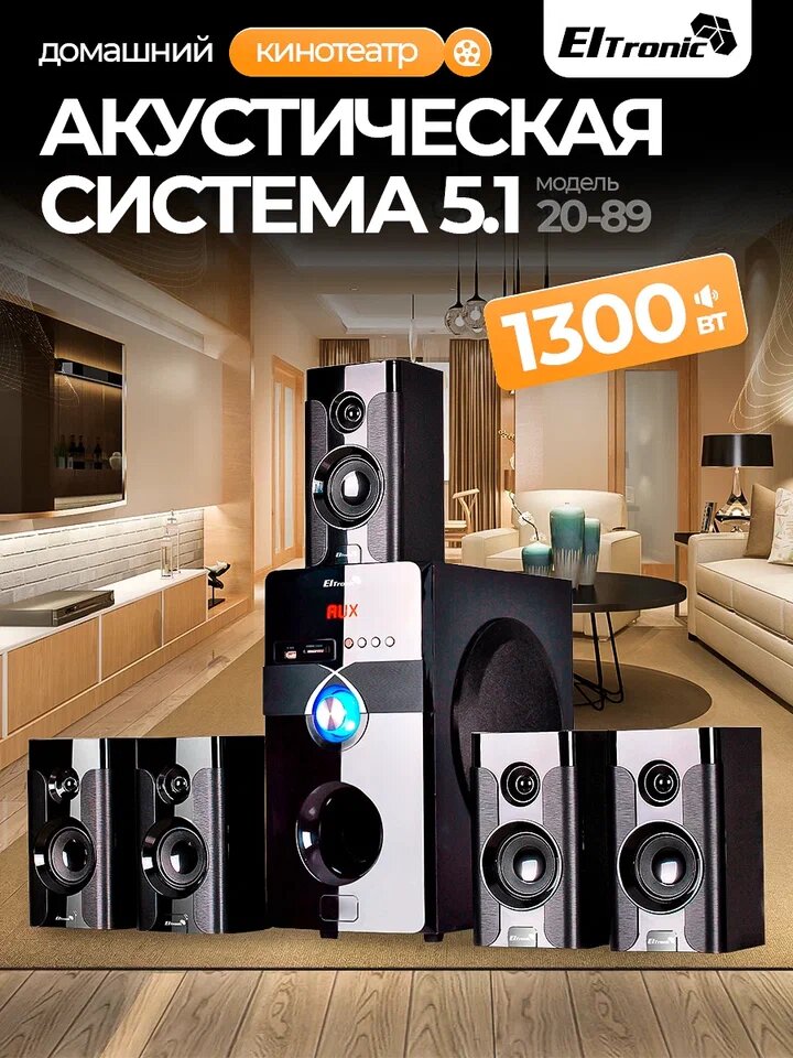 Акустическая система Eltronic 20-89, 5.1, беспроводная, черная