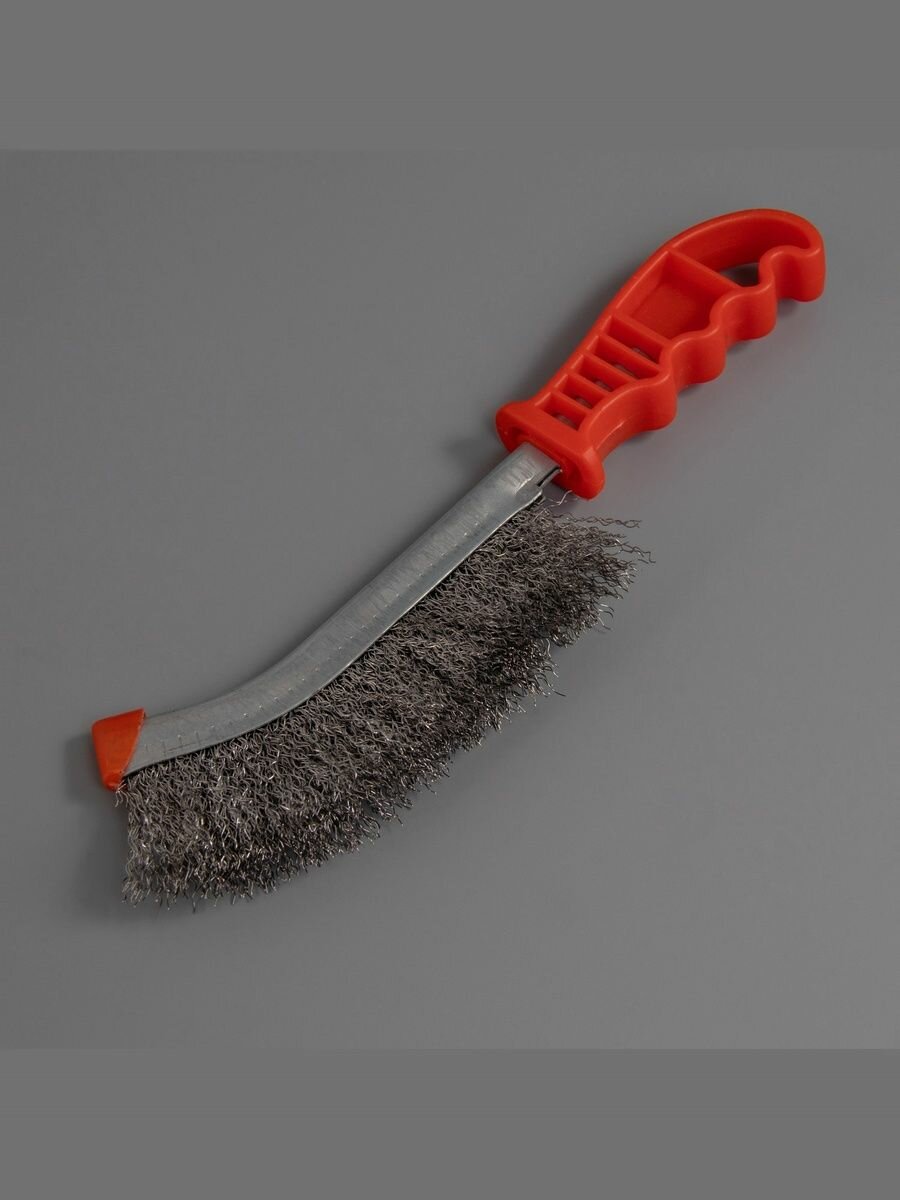 Ручная металлическая щетка NORGAU Industrial кордщетка по металлу из гофрированной стальной проволоки, 250 мм