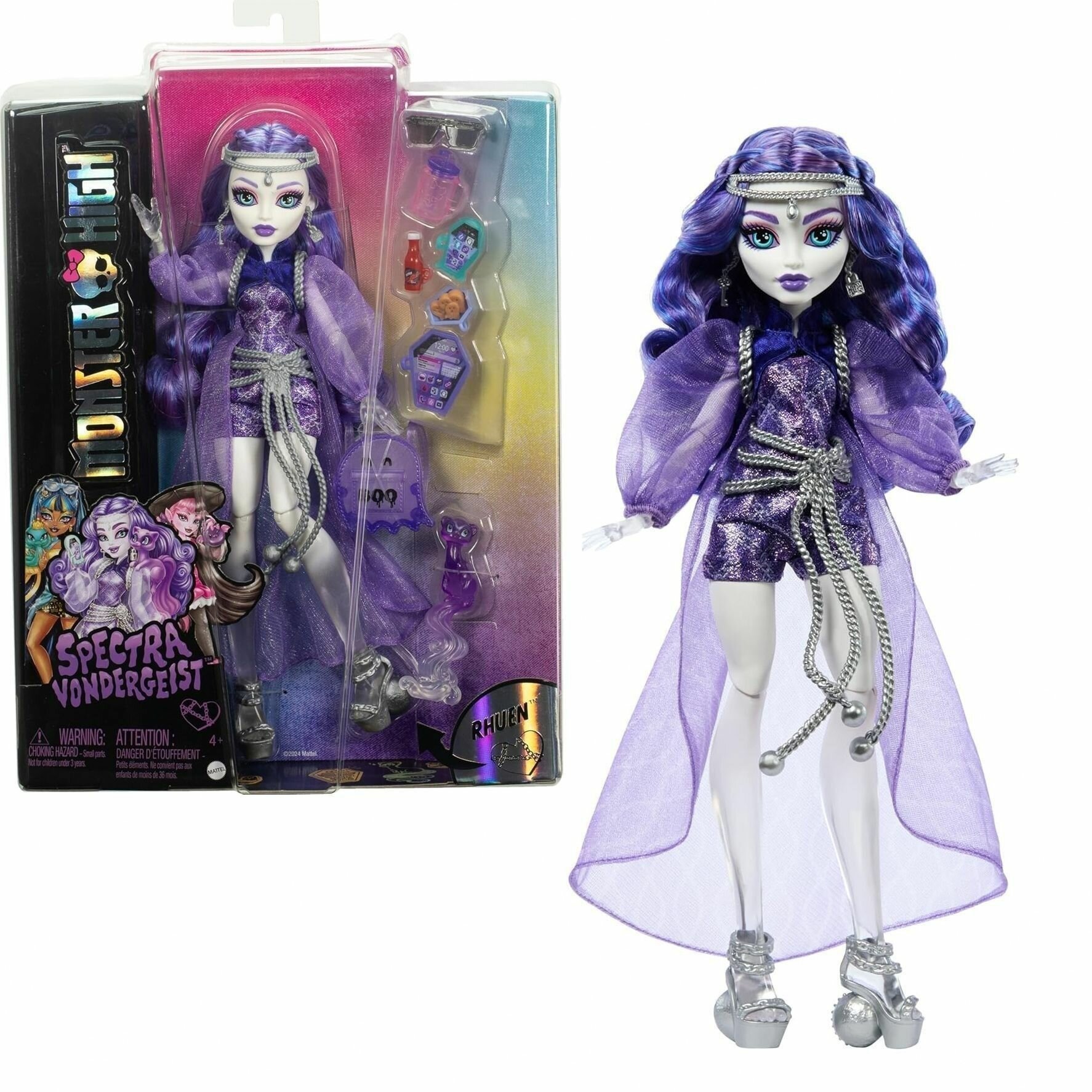 Monster High Spectra Vondergeist Doll G3 with Pet Ferret Rhuen - Кукла Монстр Хай Спектра Вондергейст с питомцем (перевыпуск 2024)